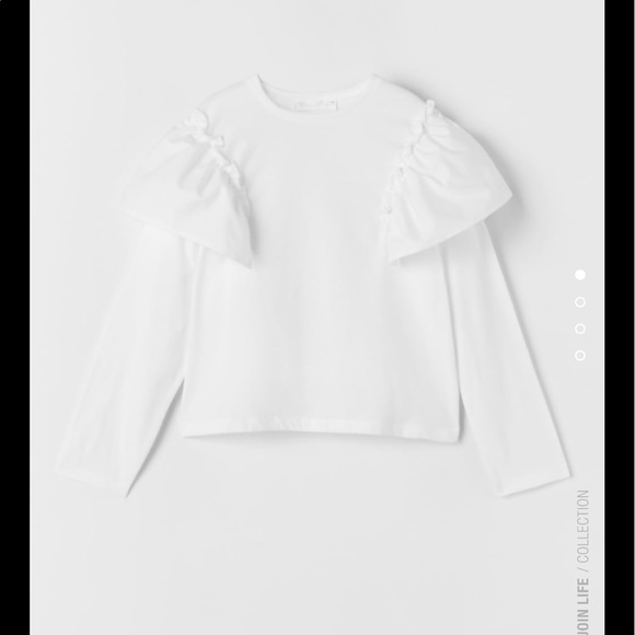 Zara | Shirts & Tops | Zara White Ruffled Poplin Top | Poshmark
